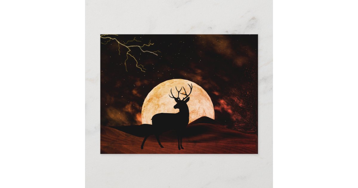 Lightning, Thunder and Buck Full Moon Postcard | Zazzle