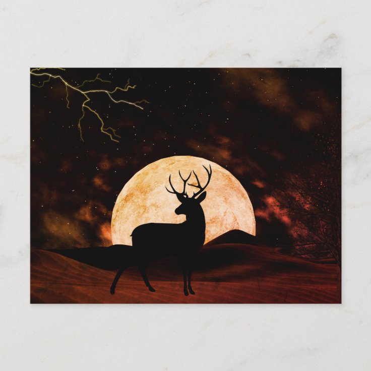 Lightning, Thunder and Buck Full Moon Postcard | Zazzle