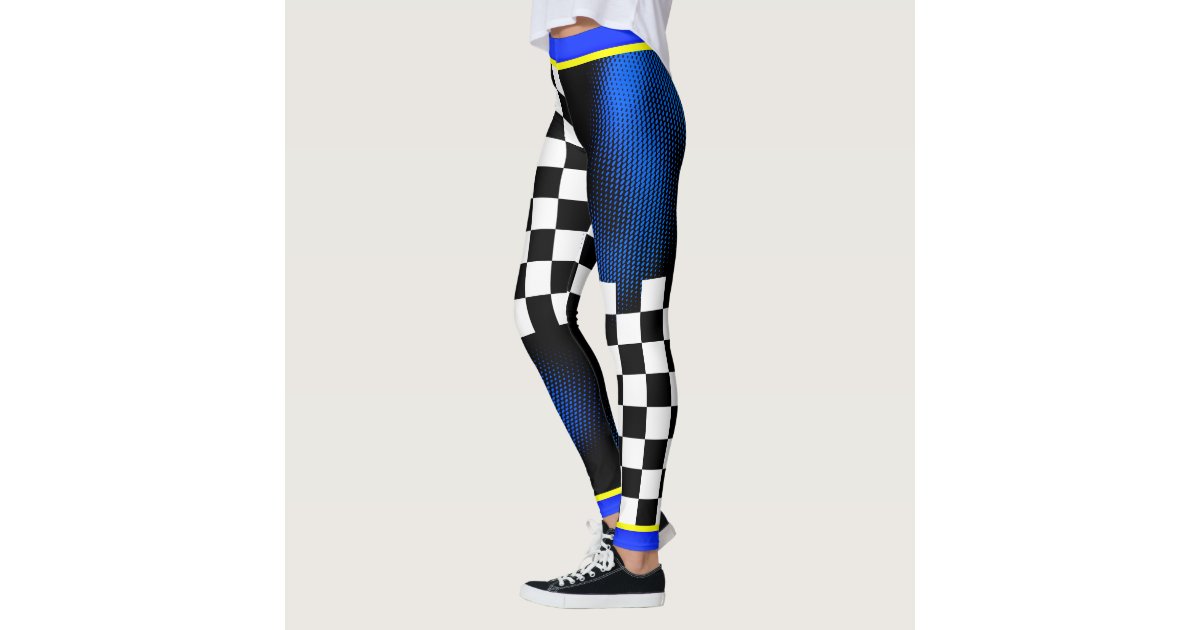 Like a Boss Checkers & Dot Pattern on YOUR Col Leggings | Zazzle
