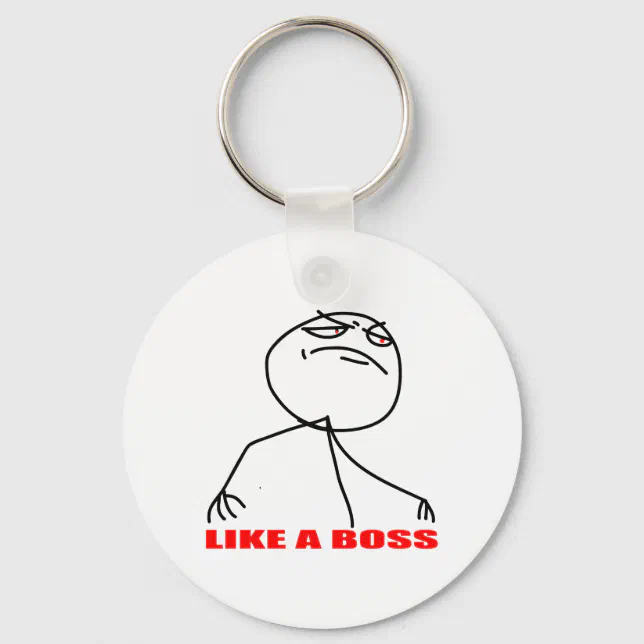 Like a boss meme face keychain | Zazzle