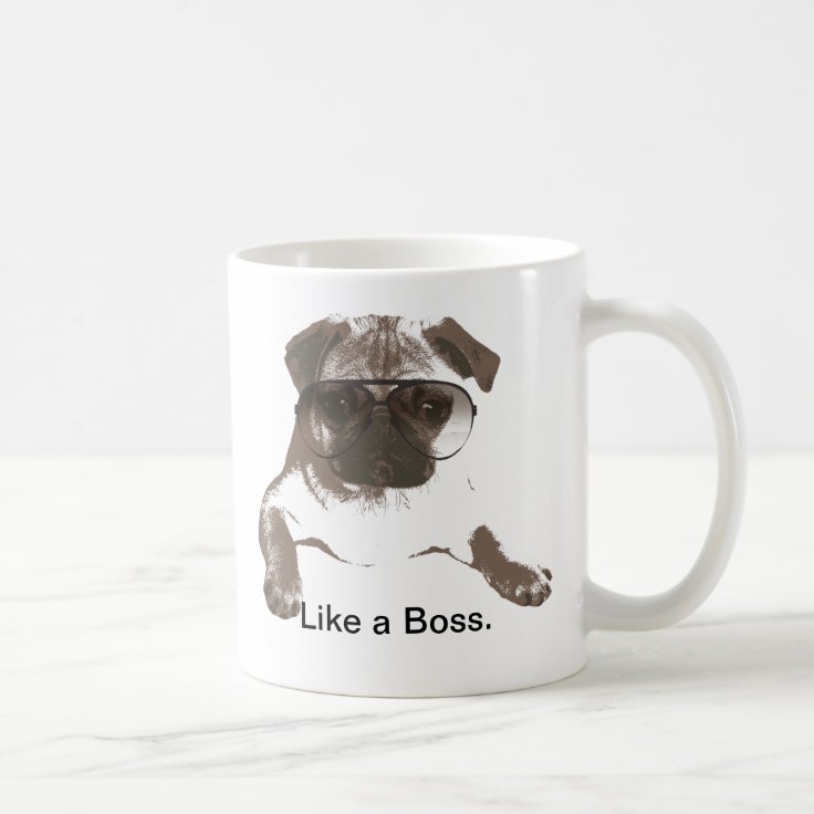 Like a Boss Pug in Glasses Mug | Zazzle