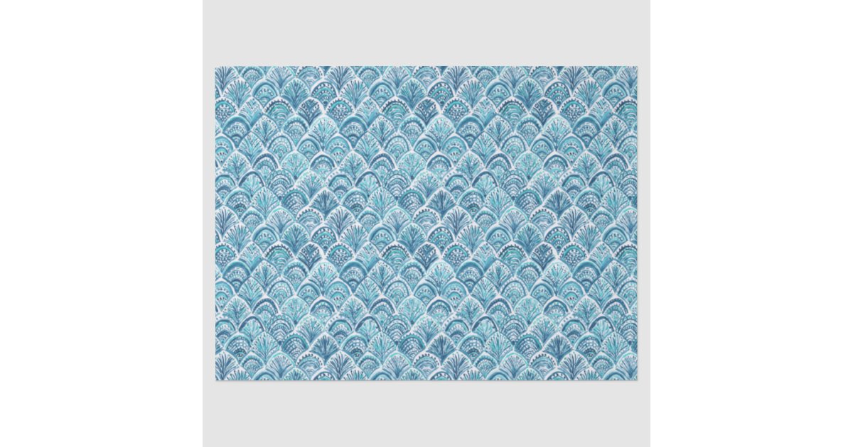 LIKE A MERMAID Nautical Fish Scales Pattern Tissue Paper | Zazzle