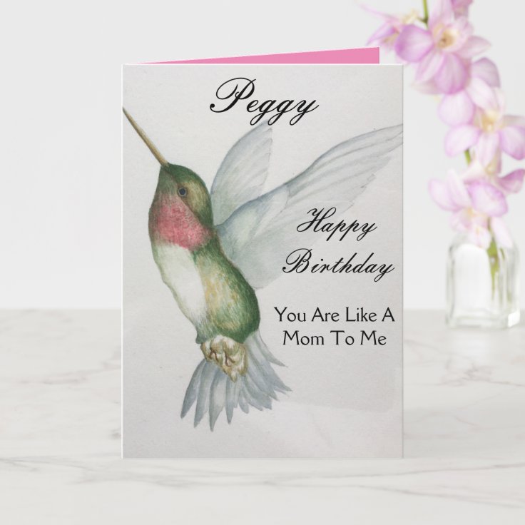 Like A Mom Birthday Hummingbird Greeting Card | Zazzle