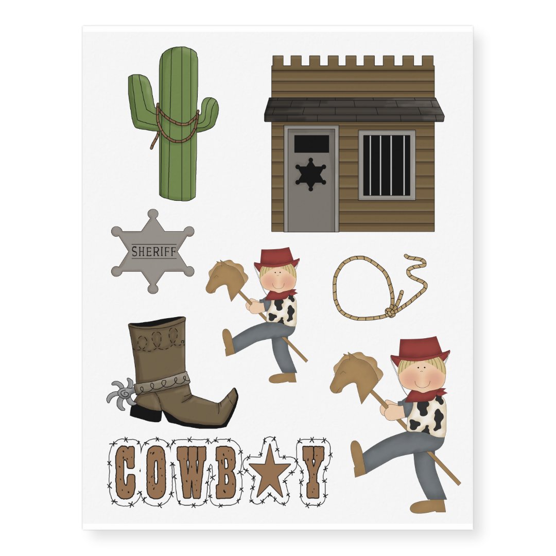 Lil' Buckaroo (blonde hair) Temporary Tattoos | Zazzle
