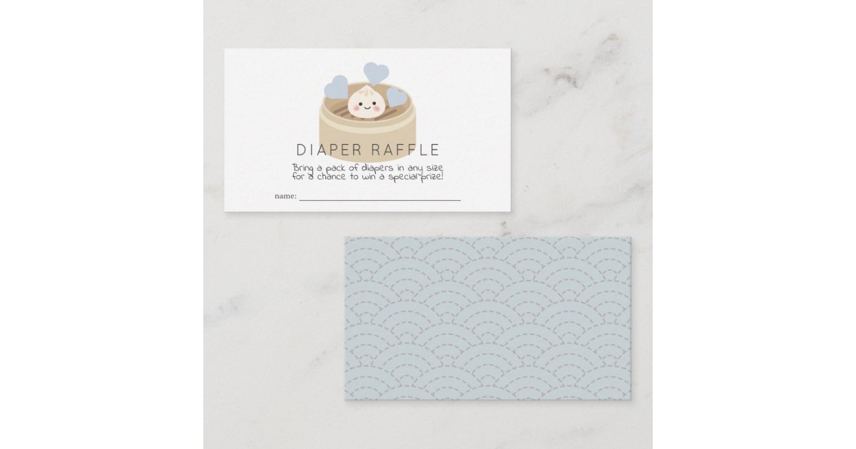Lil Dumpling Baby Shower Blue Diaper Raffle Ticket Enclosure Card | Zazzle