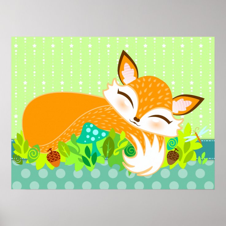 Lil Foxie Cub - Cute Fox Wall Poster | Zazzle