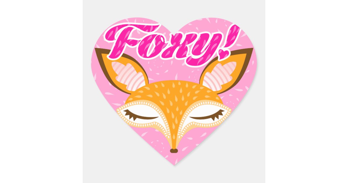 Lil Foxie - Cute "Foxy!" Heart Stickers | Zazzle