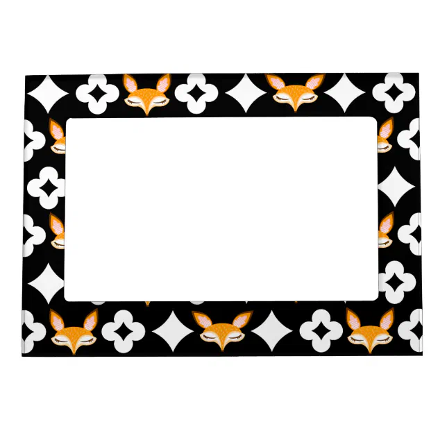 Lil Foxie - Cute Girly Fox Pattern Magnetic Frame | Zazzle