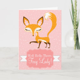 Lil Foxie - Pink "Foxy Lady" Custom Greeting Card | Zazzle