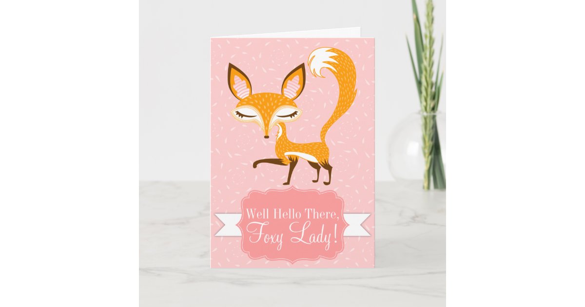 Lil Foxie - Pink "Foxy Lady" Custom Greeting Card | Zazzle