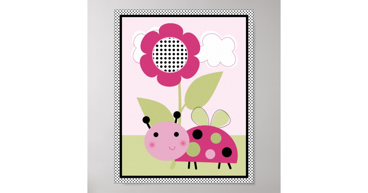 Lil Ladybug with Polka Dots #2 Nursery Art Poster | Zazzle
