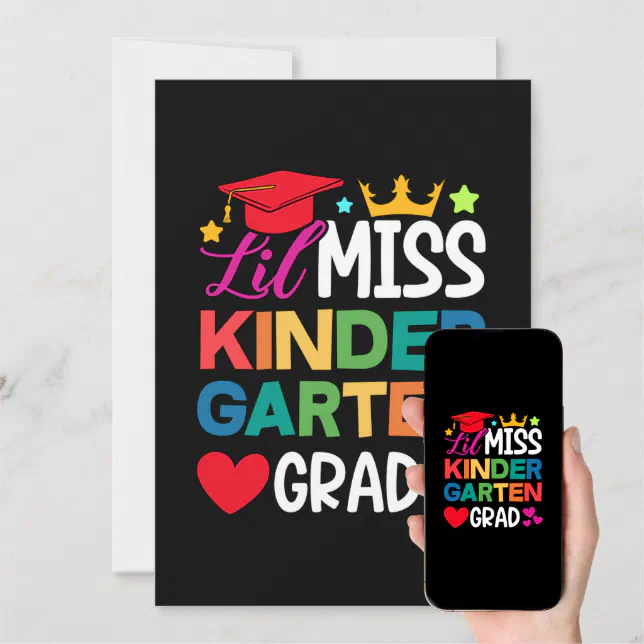 Lil Miss Kindergarten Grad Prek Graduation Invitation | Zazzle