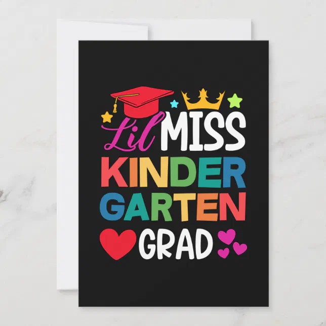 Lil Miss Kindergarten Grad Prek Graduation Invitation | Zazzle