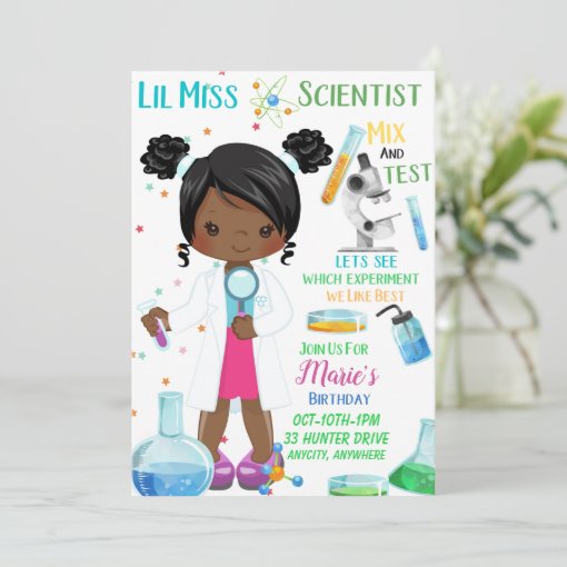 Lil Miss Scientist Birthday Invitation Card | Zazzle