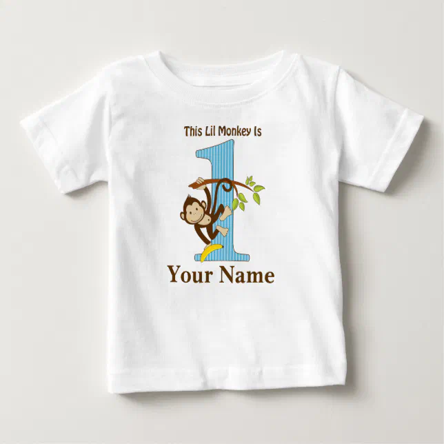 Lil Monkey First Birthday Tshirt Personalized | Zazzle