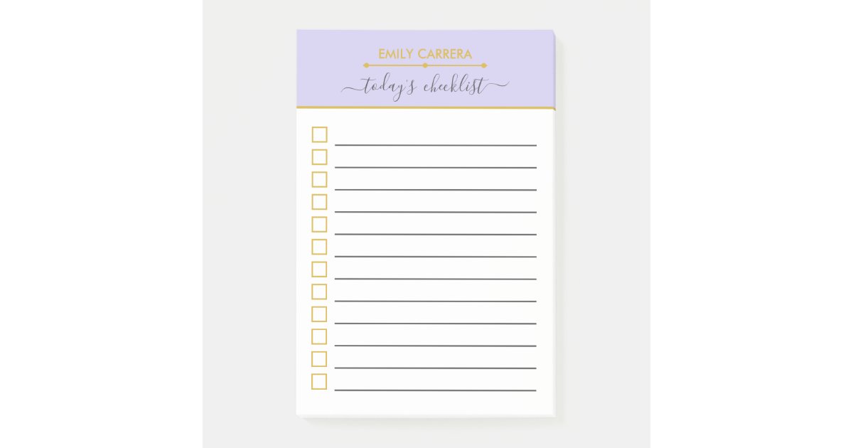 Lilac and Gold Checklist Personalized To do List Post-it Notes | Zazzle