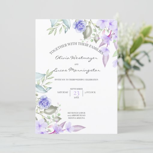 Lilac and Pink Spring Flowers Frame Invitation | Zazzle