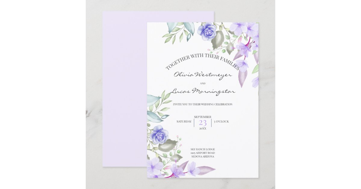 Lilac and Pink Spring Flowers Frame Invitation | Zazzle