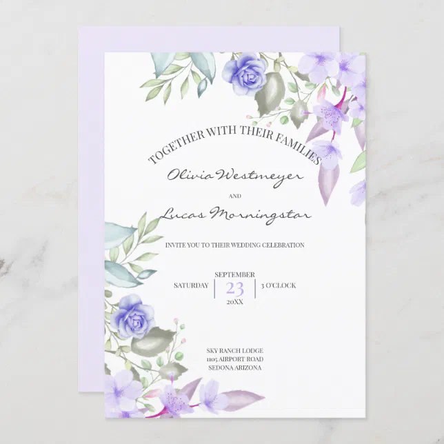 Lilac and Pink Spring Flowers Frame Invitation | Zazzle