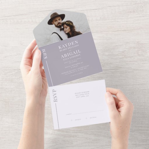 Lilac Clean Line Wedding Invitation | Zazzle