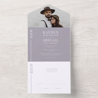 Lilac Clean Line Wedding Invitation | Zazzle