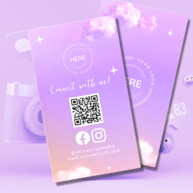 Lilac Connect With Us Social Media QR Code Business Card | Zazzle