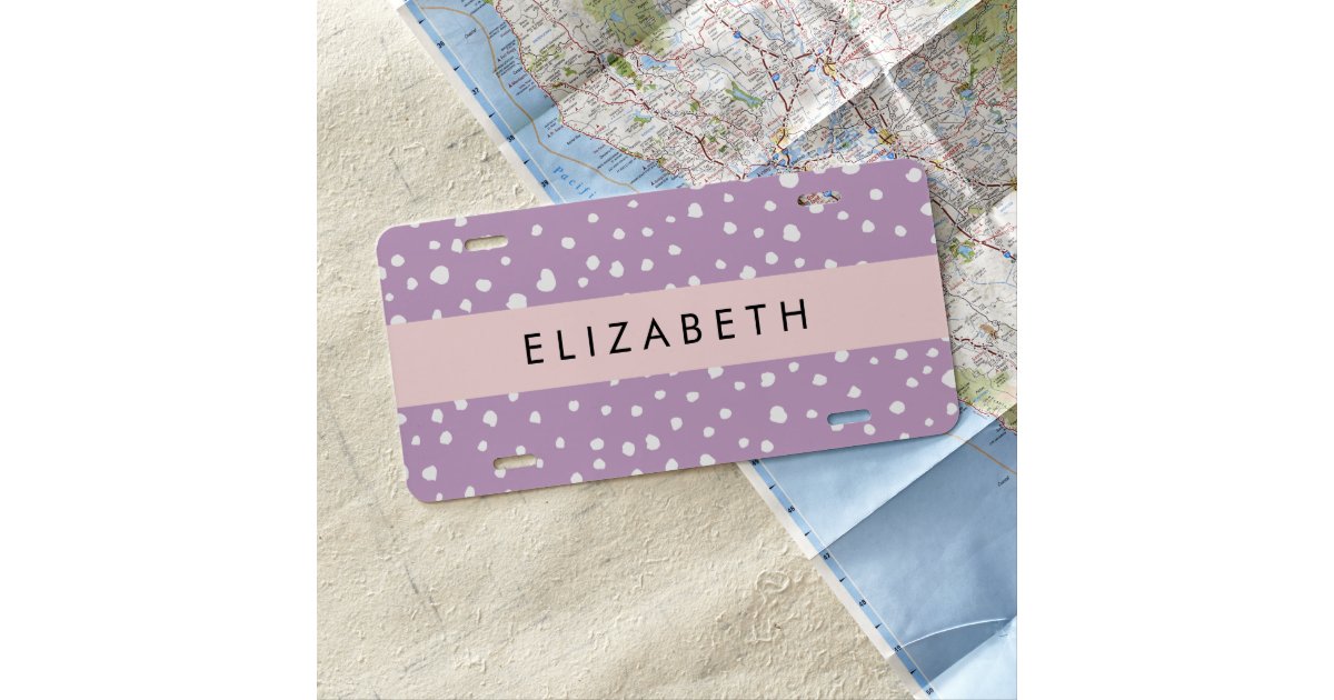 Lilac Dalmatian Spots, Dalmatian Dots, Your Name License Plate | Zazzle