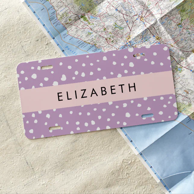 Lilac Dalmatian Spots, Dalmatian Dots, Your Name License Plate | Zazzle