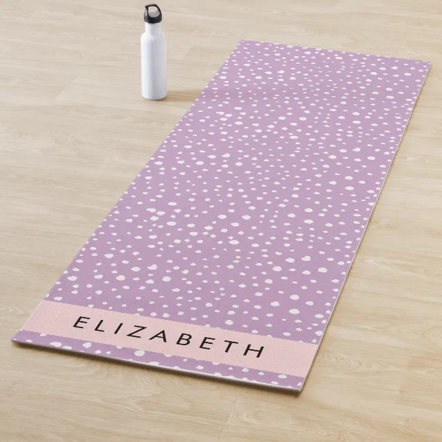 Lilac Dalmatian Spots, Dalmatian Dots, Your Name Yoga Mat | Zazzle
