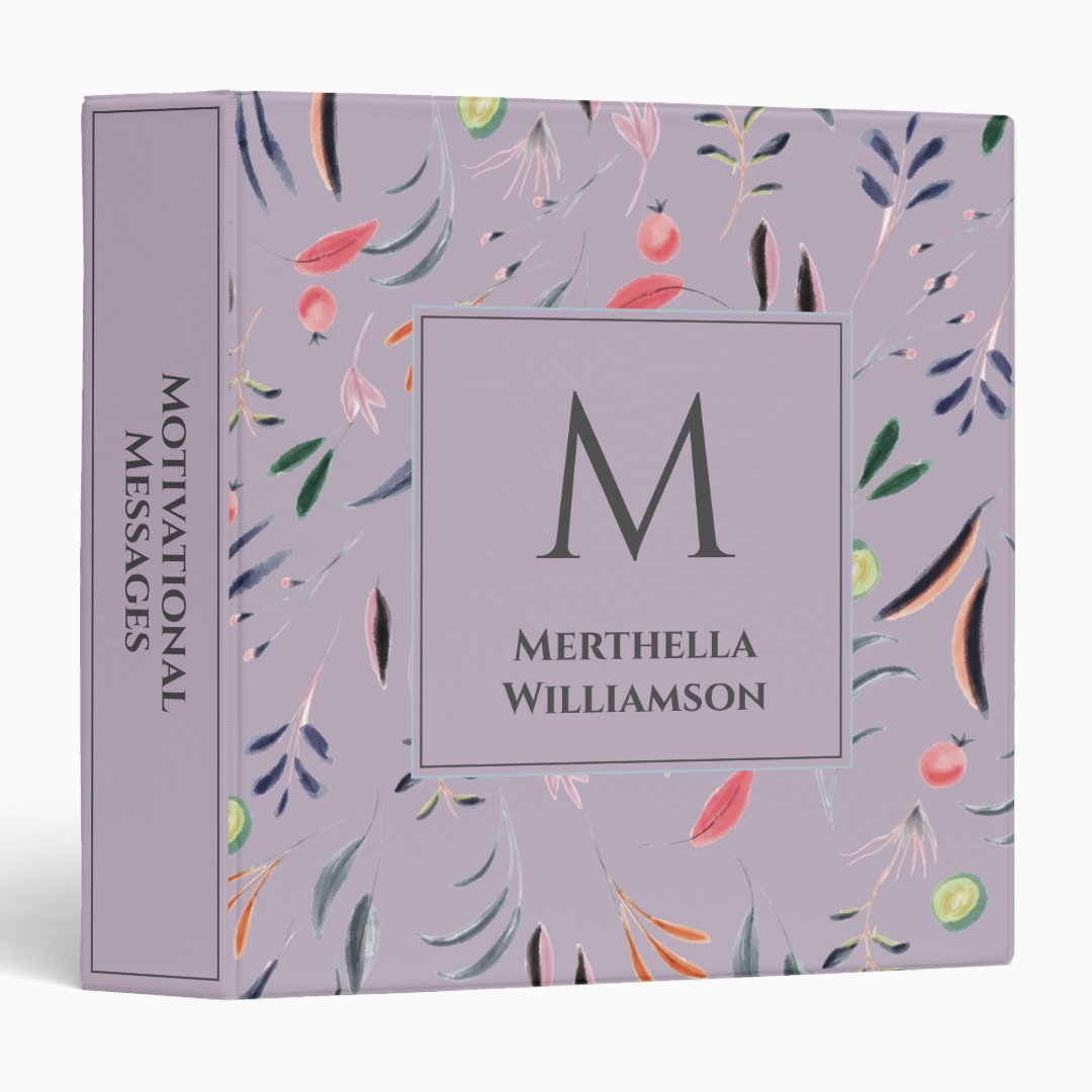 Lilac Floral MONOGRAM Custom Personalized 3 Ring Binder | Zazzle