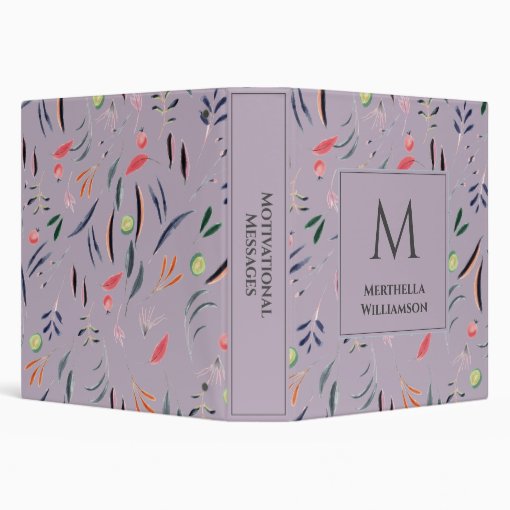 Lilac Floral MONOGRAM Custom Personalized 3 Ring Binder | Zazzle