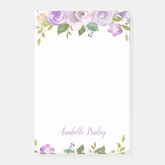 Lilac Floral Personalized Monogram Post-it Notes | Zazzle.com