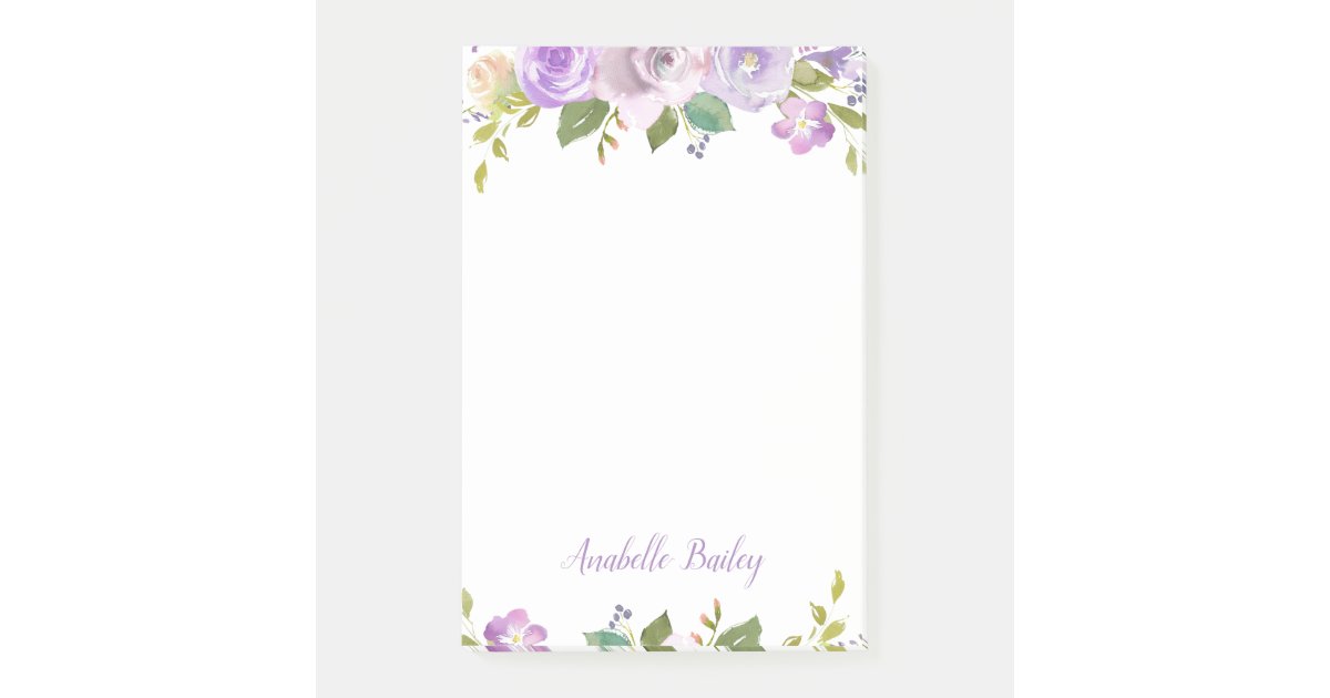 Lilac Floral Personalized Monogram Post-it Notes | Zazzle