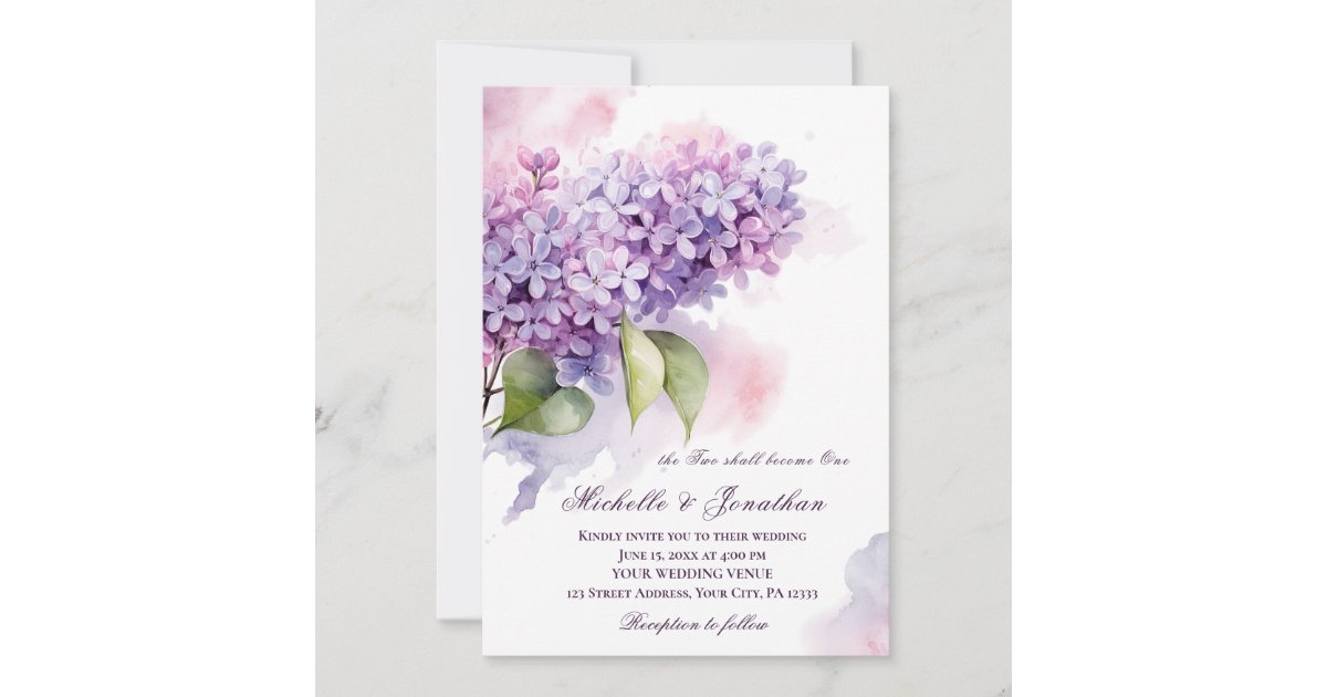 Lilac Flower Christian Bible Verse Wedding Invitation | Zazzle