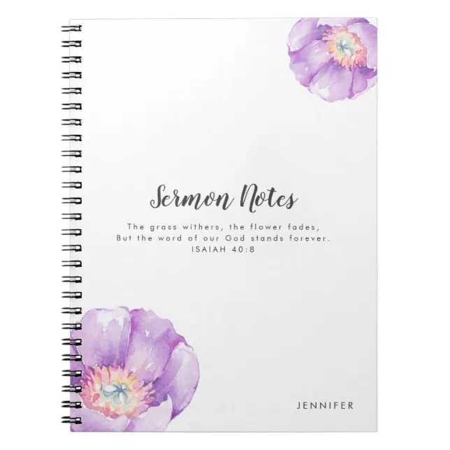 Lilac Flowers Personalized Sermon Notes Journal | Zazzle