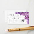 Lilac Flowers QR Code Baby Shower Registry Enclosure Card | Zazzle