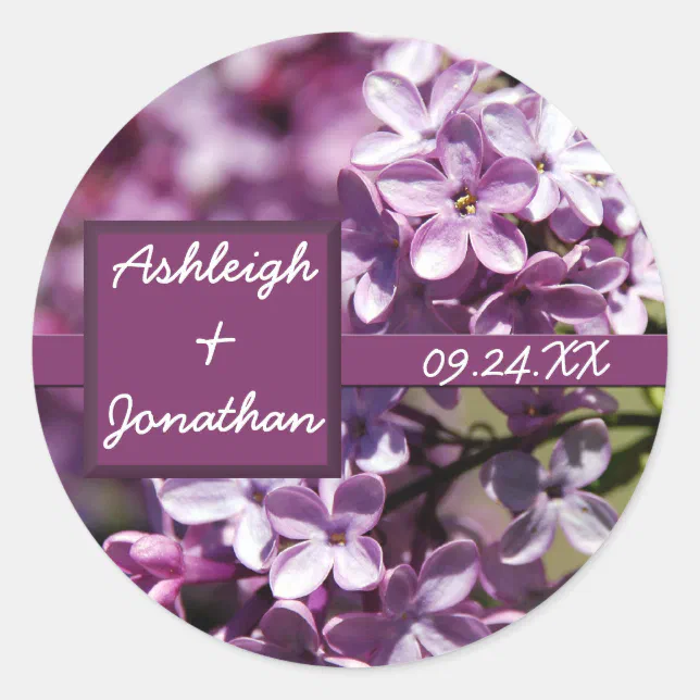 Lilac Flowers Wedding Favor Label Stickers | Zazzle