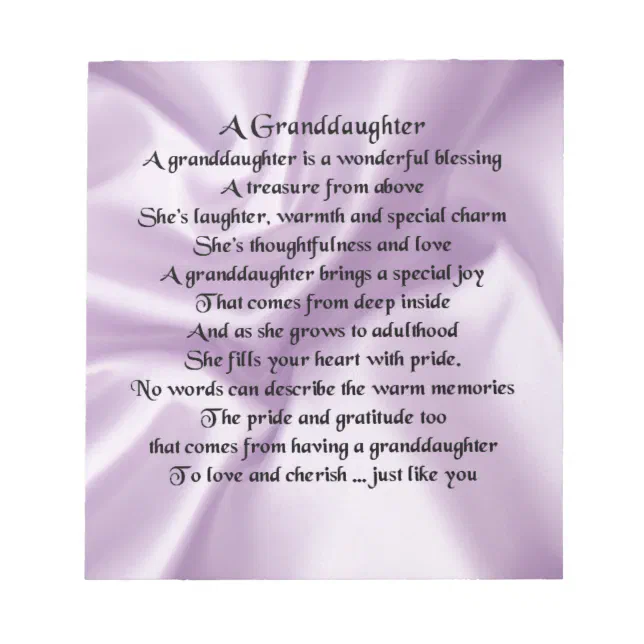 lilac Granddaughter Poem Notepad | Zazzle