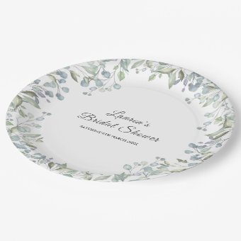 Lilac greenery Watercolour Floral Bridal Shower Paper Plates | Zazzle
