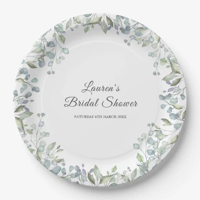 Lilac greenery Watercolour Floral Bridal Shower Paper Plates | Zazzle