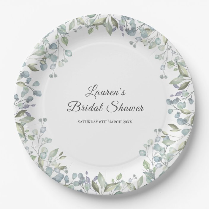 Lilac greenery Watercolour Floral Bridal Shower Paper Plates | Zazzle.com
