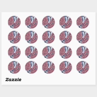 Lilac in pink and blue classic round sticker | Zazzle