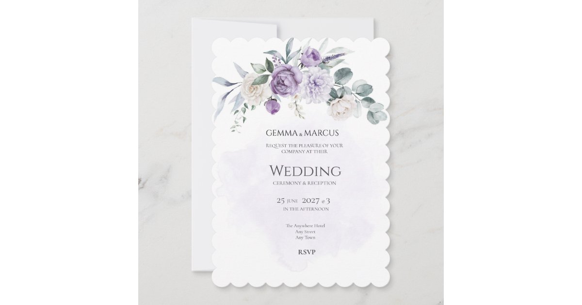 Lilac Infusion Floral Wedding Invitation | Zazzle
