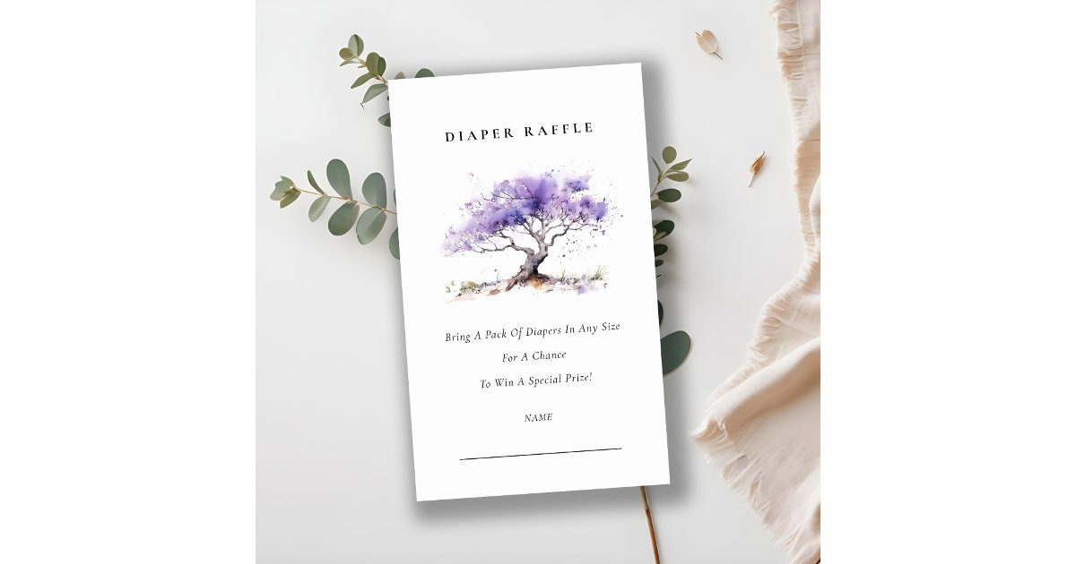 Lilac Jacaranda Tree Diaper Raffle Baby Shower Enclosure Card | Zazzle