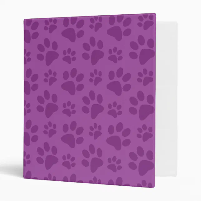 Lilac purple dog paw print pattern binder | Zazzle
