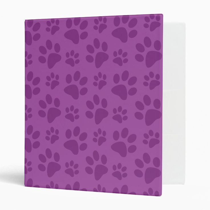 Lilac purple dog paw print pattern binder | Zazzle