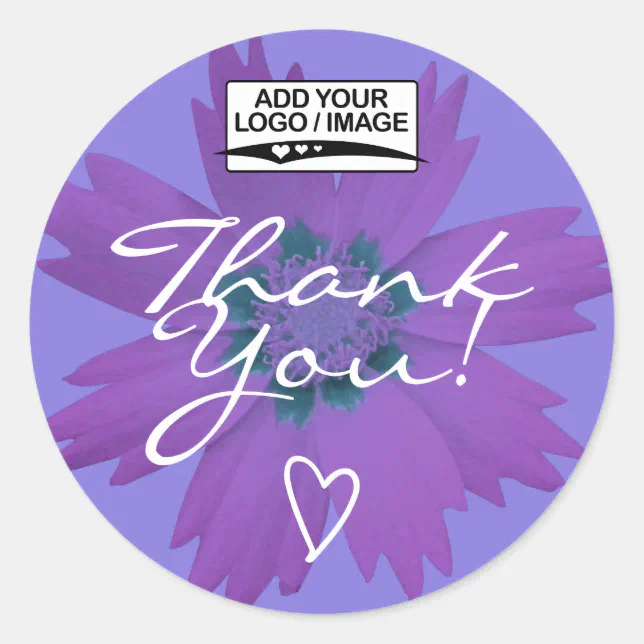 Lilac Purple Flower Thank You Label Logo Template | Zazzle
