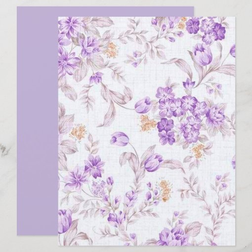 Lilac Purple Gray Pastel Floral Scrapbook Paper | Zazzle