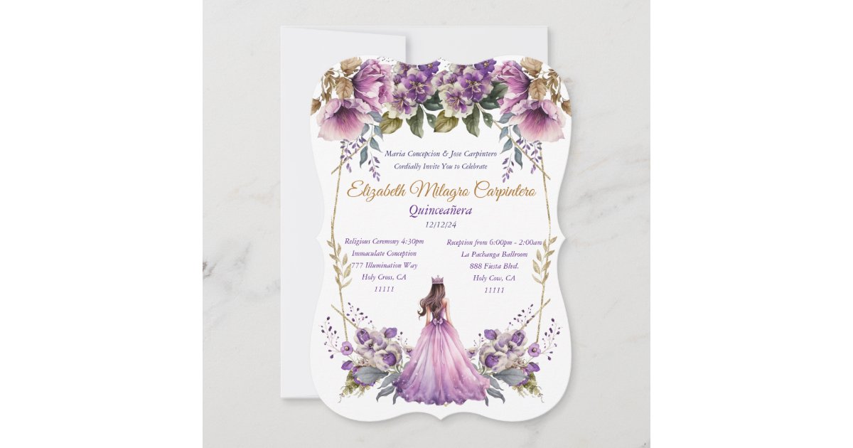 Lilac Quinceañera Invitation | Zazzle