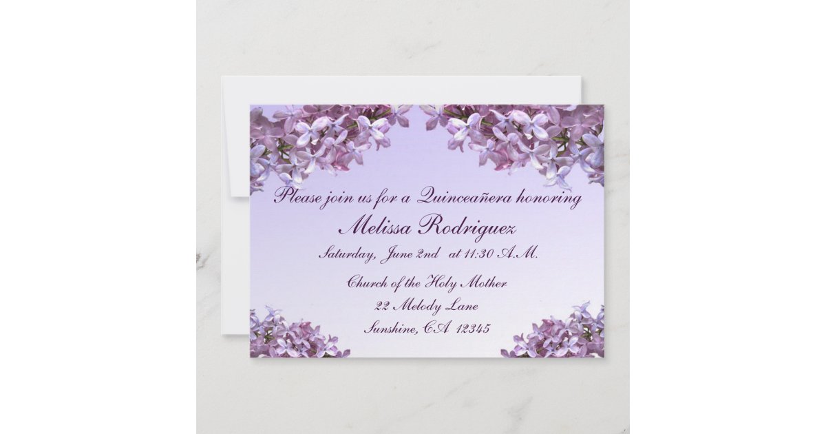 Lilac Quinceanera Invitation | Zazzle